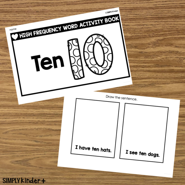 Ten – Sight Word Book Activity Book - Simply Kinder Plus