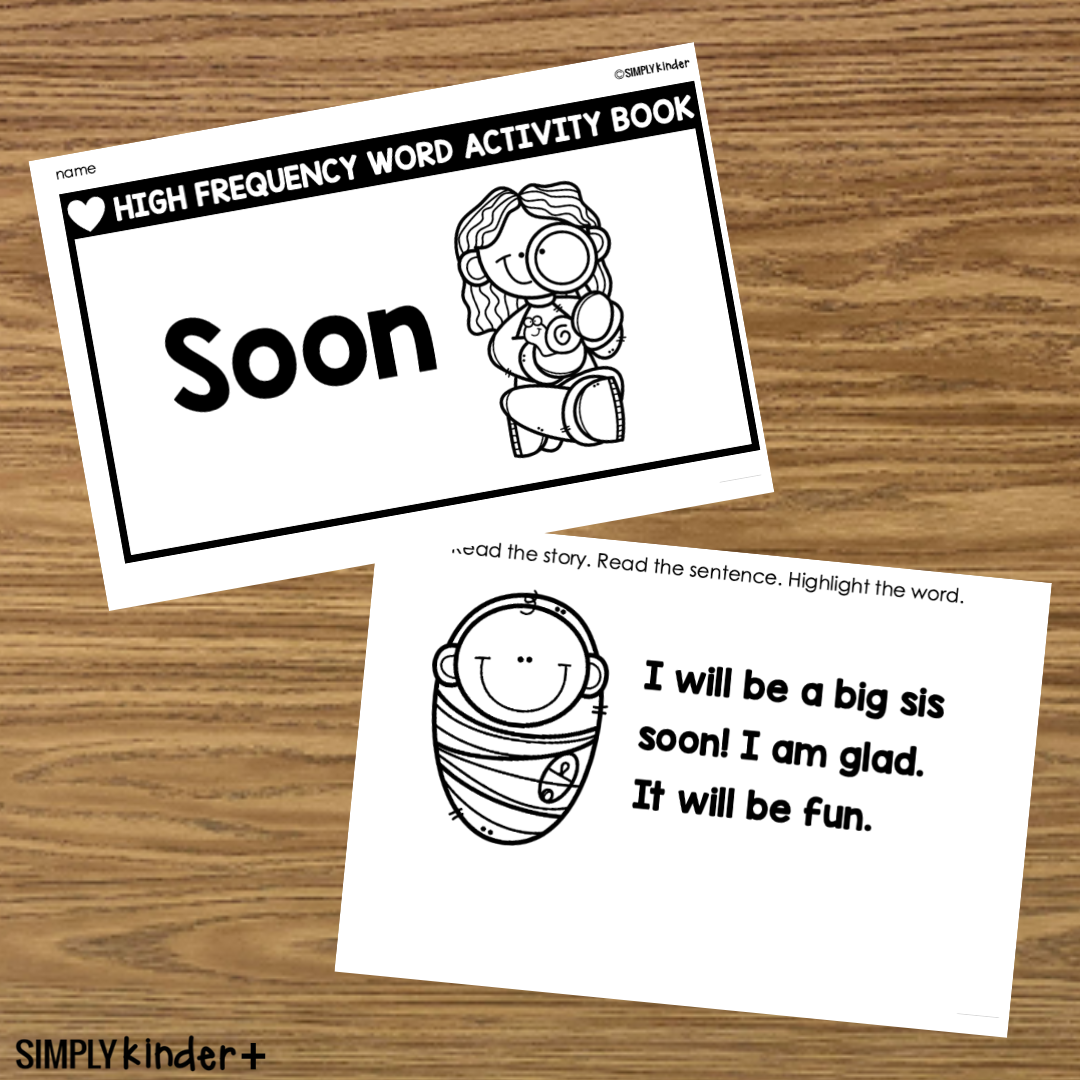 Soon – Sight Word Book Activity Book - Simply Kinder + Printable Membership