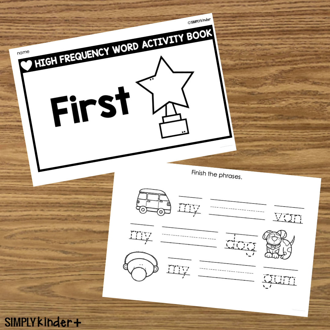 First- Sight Word Book Activity Book - Simply Kinder + Printable Membership