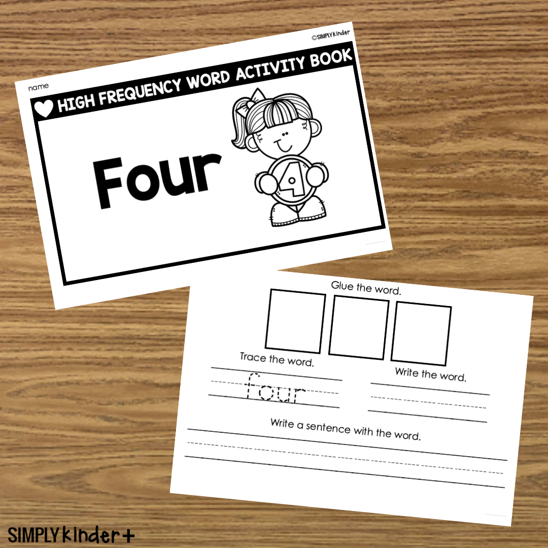 Four- Sight Word Book Activity Book - Simply Kinder Plus