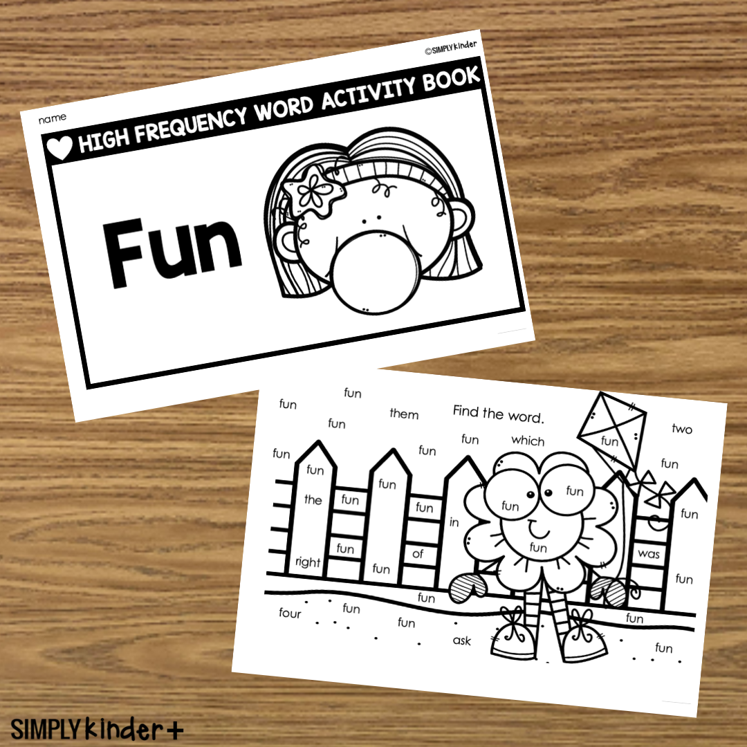 Fun- Sight Word Book Activity Book - Simply Kinder + Printable Membership