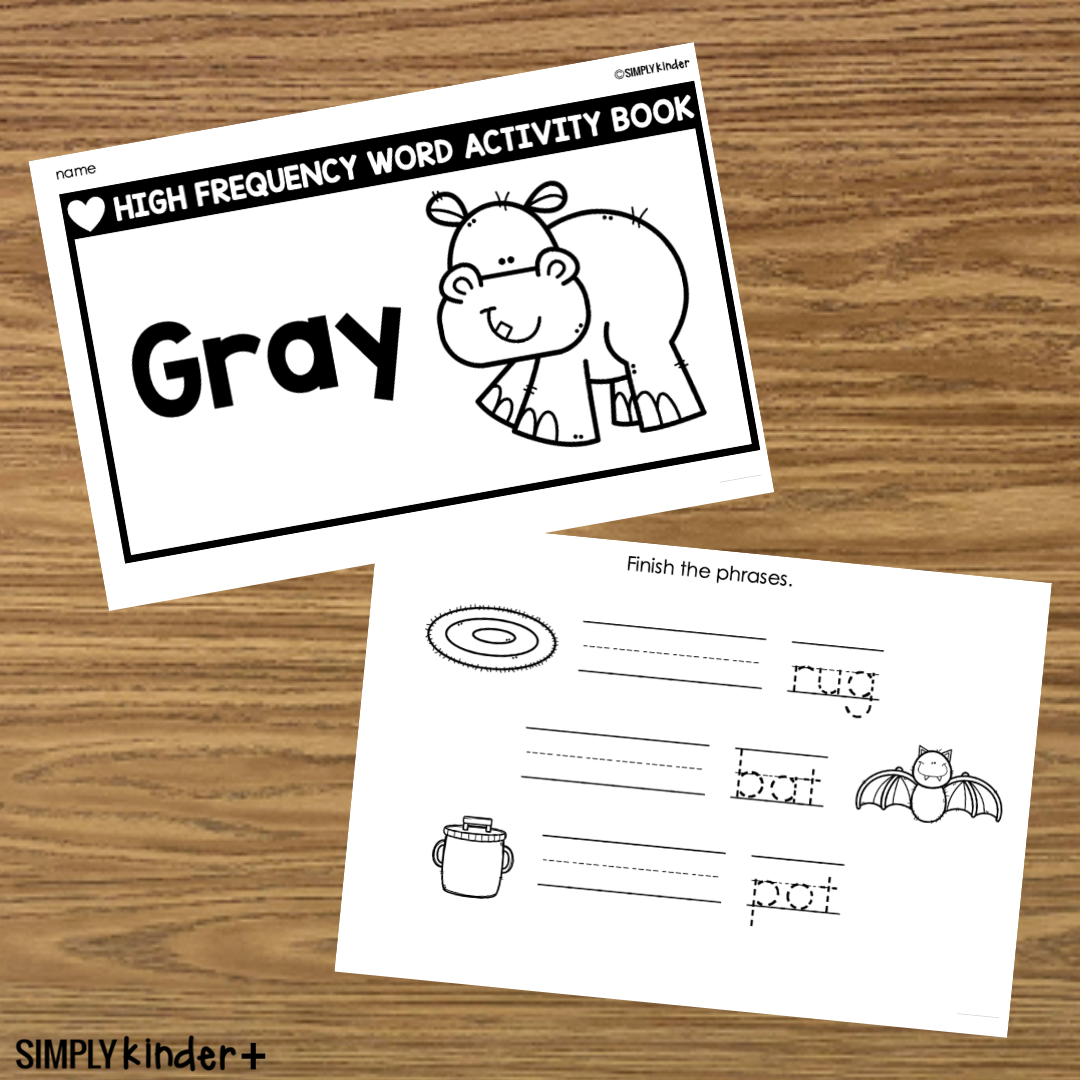 Gray- Sight Word Book Activity Book - Simply Kinder + Printable Membership