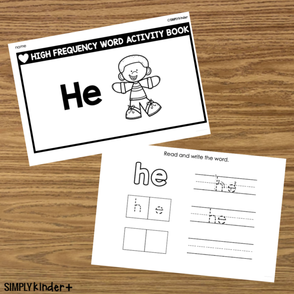 He- Sight Word Book Activity Book - Simply Kinder + Printable Membership