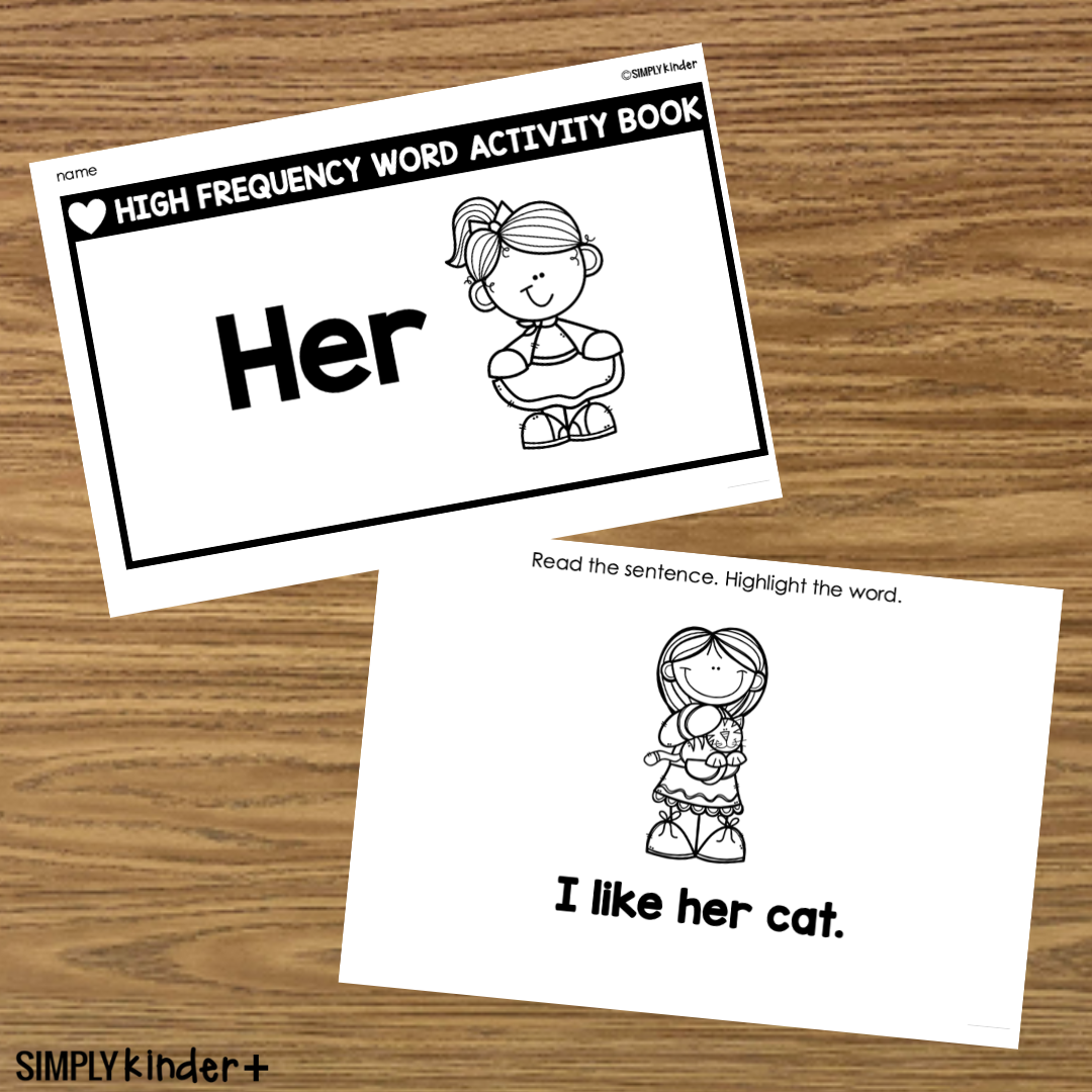 Her- Sight Word Book Activity Book - Simply Kinder Plus