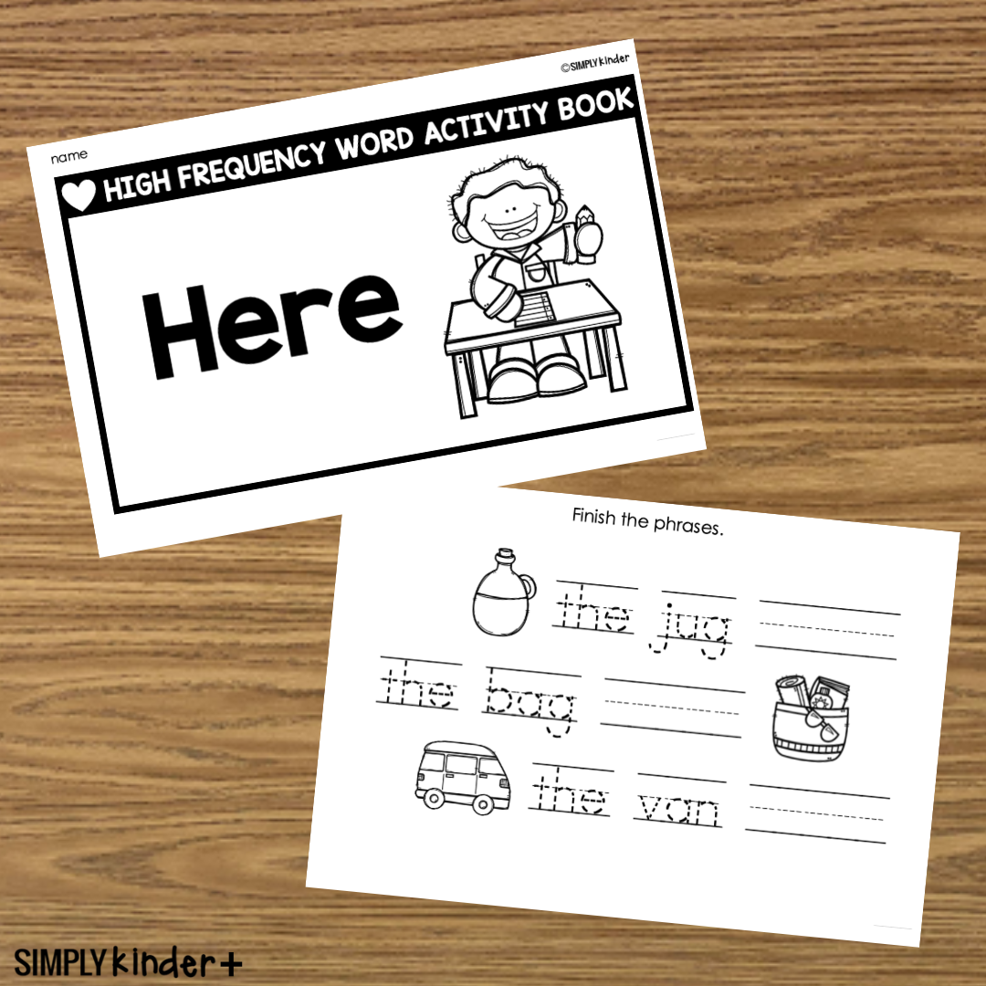 Here- Sight Word Book Activity Book - Simply Kinder Plus