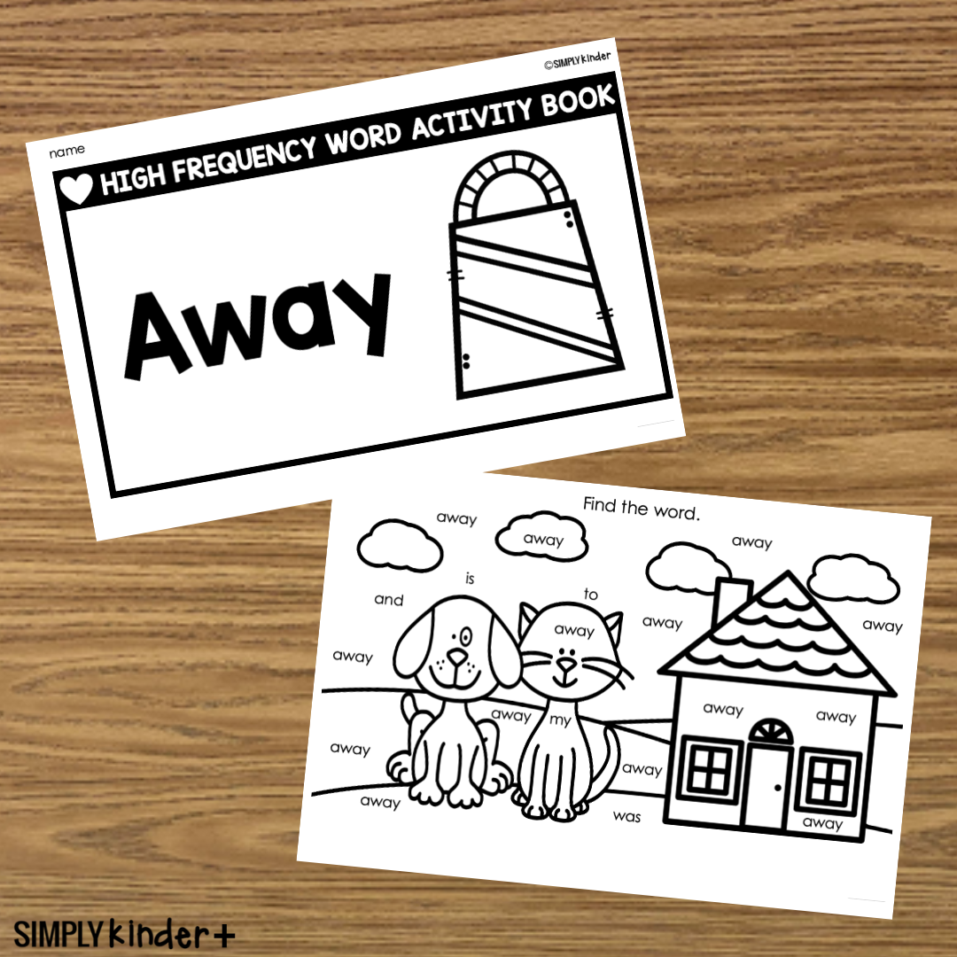 Away - Sight Word Book Activity Book - Simply Kinder + Printable Membership