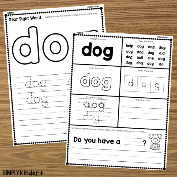 Dog - Sight Word Printable Activities - Simply Kinder + Printable ...