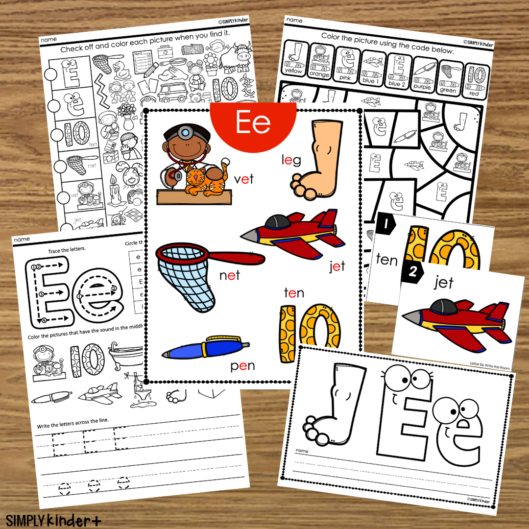 Letter E Alphabet Activities (Middle Sound) - Simply Kinder + Printable ...