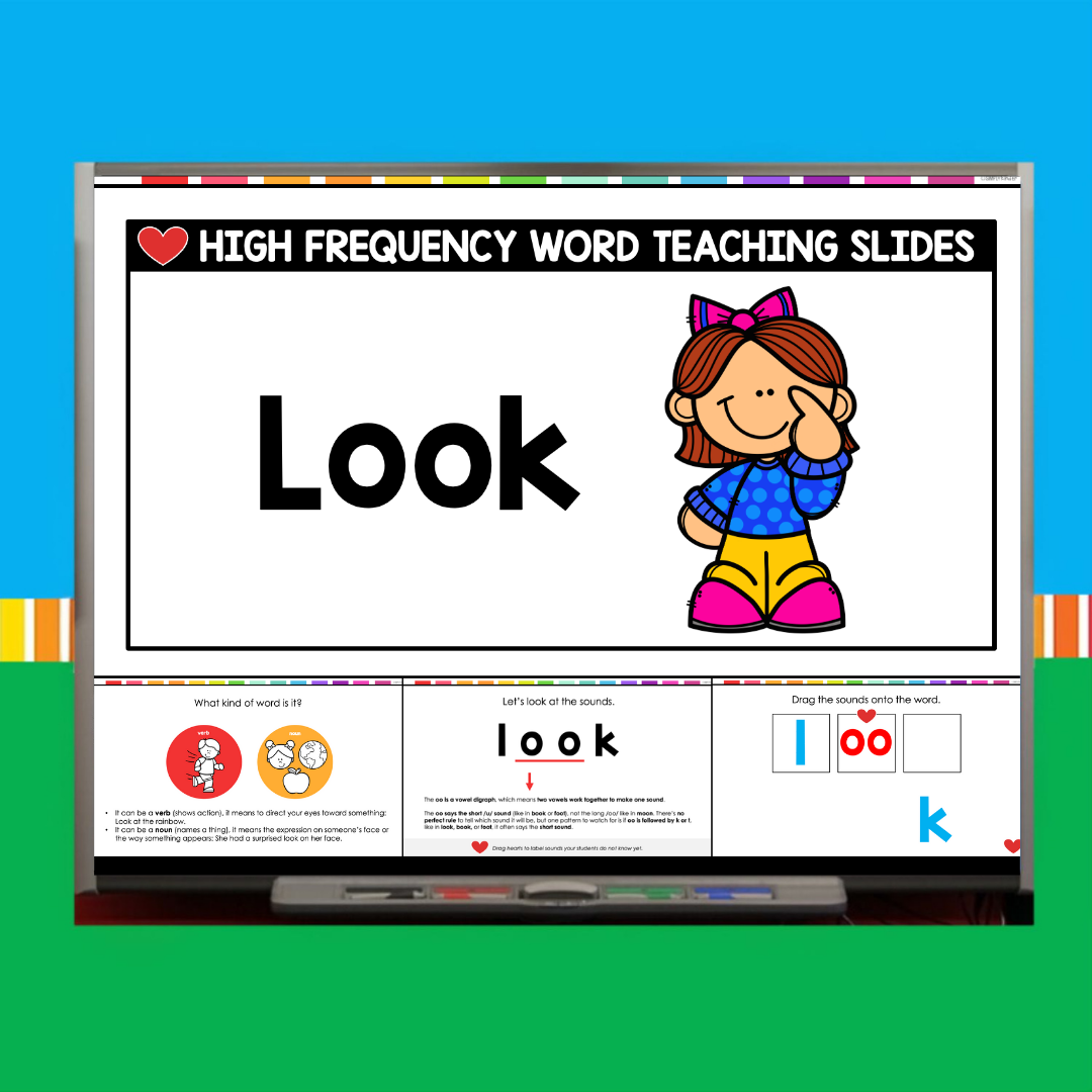 Look Sight Word Teaching Slides - Simply Kinder + Printable Membership