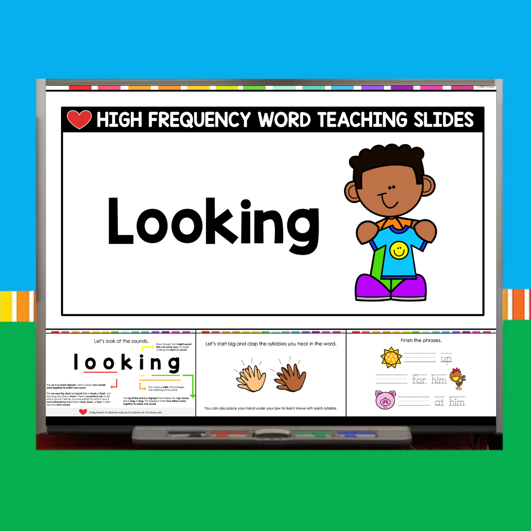 Looking Sight Word Teaching Slides - Simply Kinder + Printable Membership