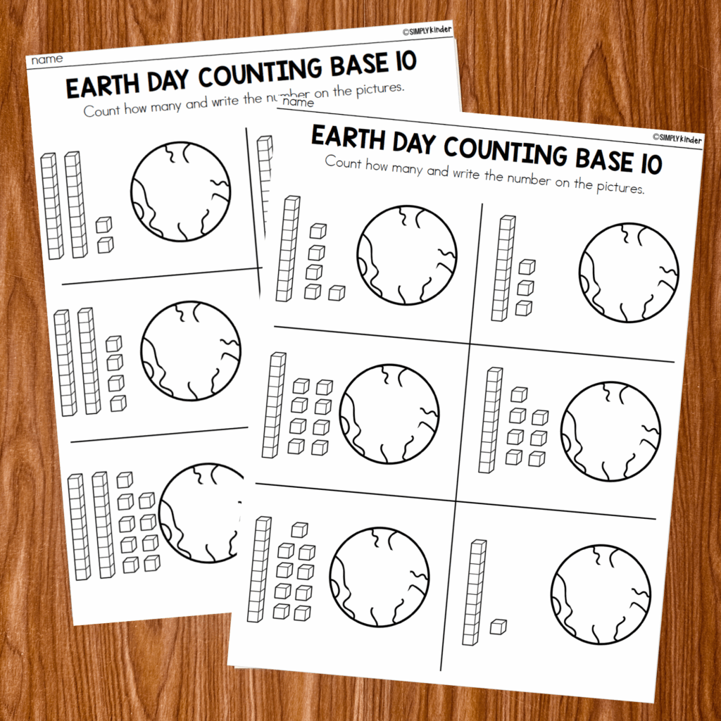 Earth Base 10 Counting Printables - Simply Kinder + Printable Membership