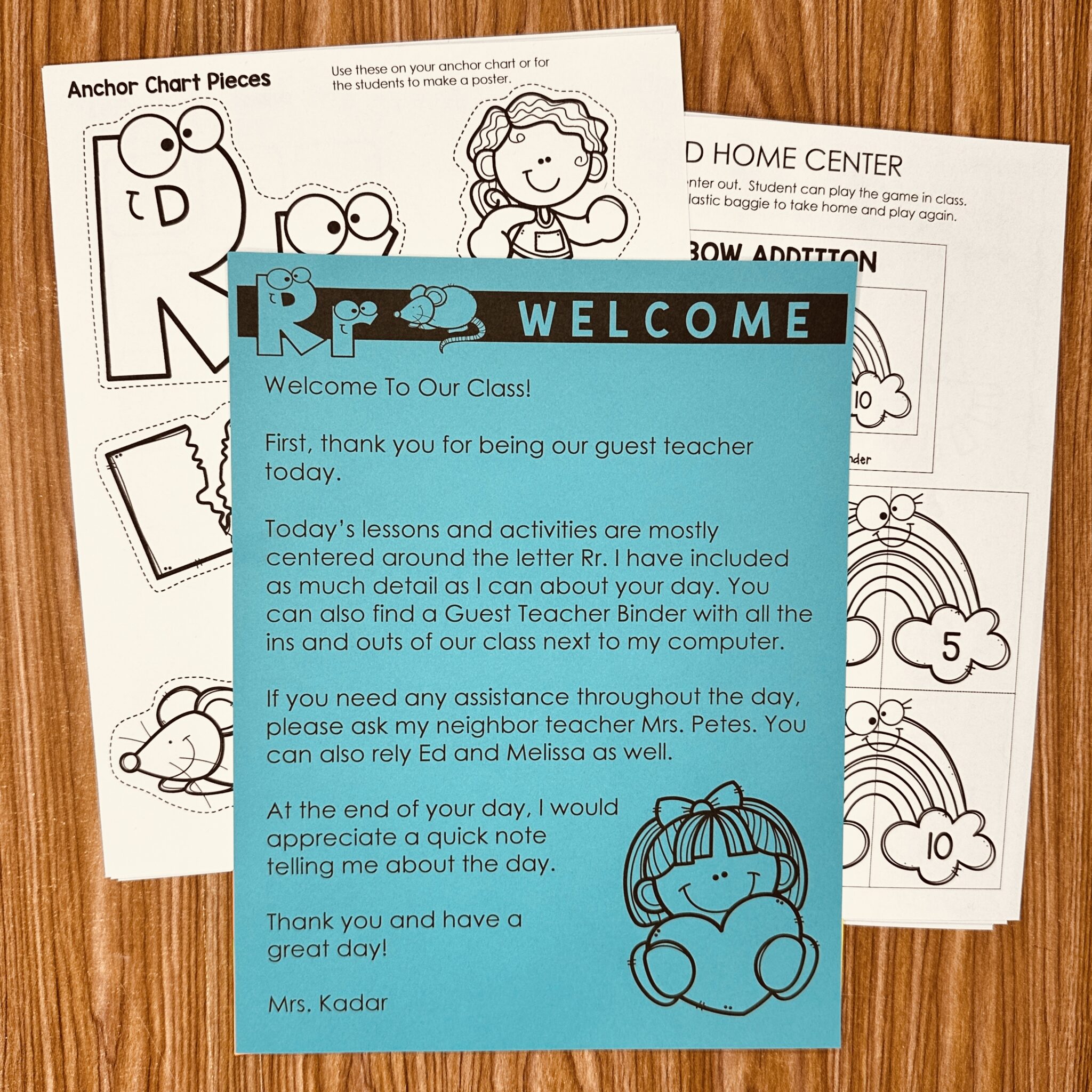 Editable Letter R Themed Sub Plans - Simply Kinder + Printable Membership