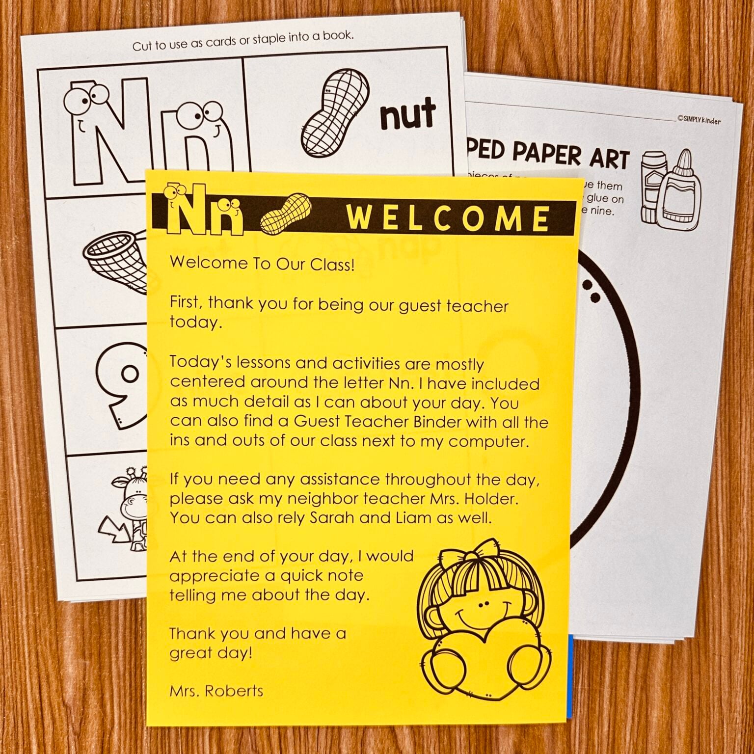 Editable Letter N Themed Sub Plans - Simply Kinder + Printable Membership