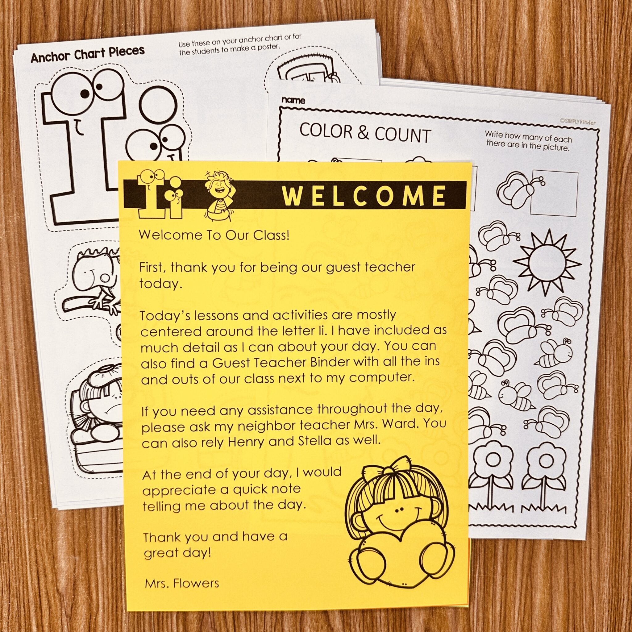 Editable Letter I Themed Sub Plans - Simply Kinder + Printable Membership