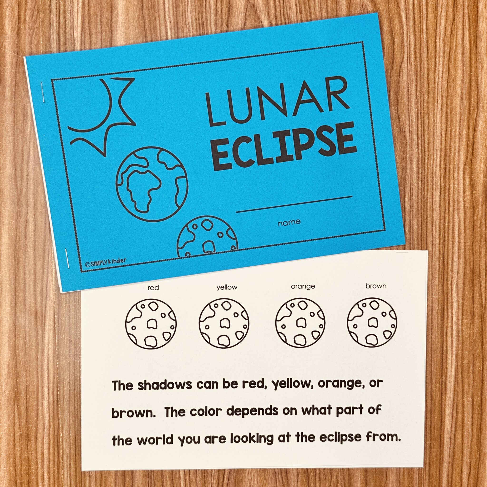 Lunar Eclipse Easy Reader - Simply Kinder Plus