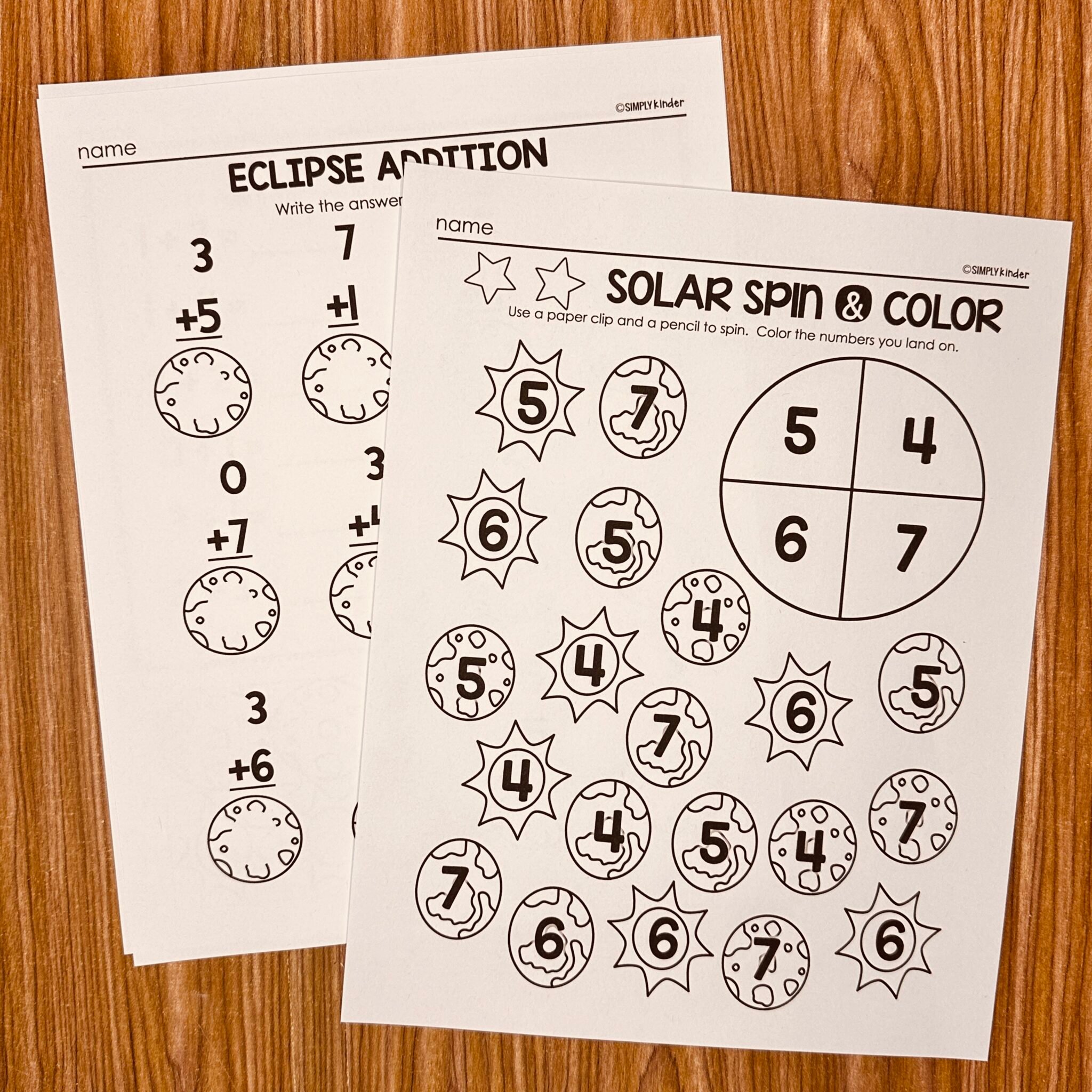 Eclipse Math Activities - Simply Kinder + Printable Membership