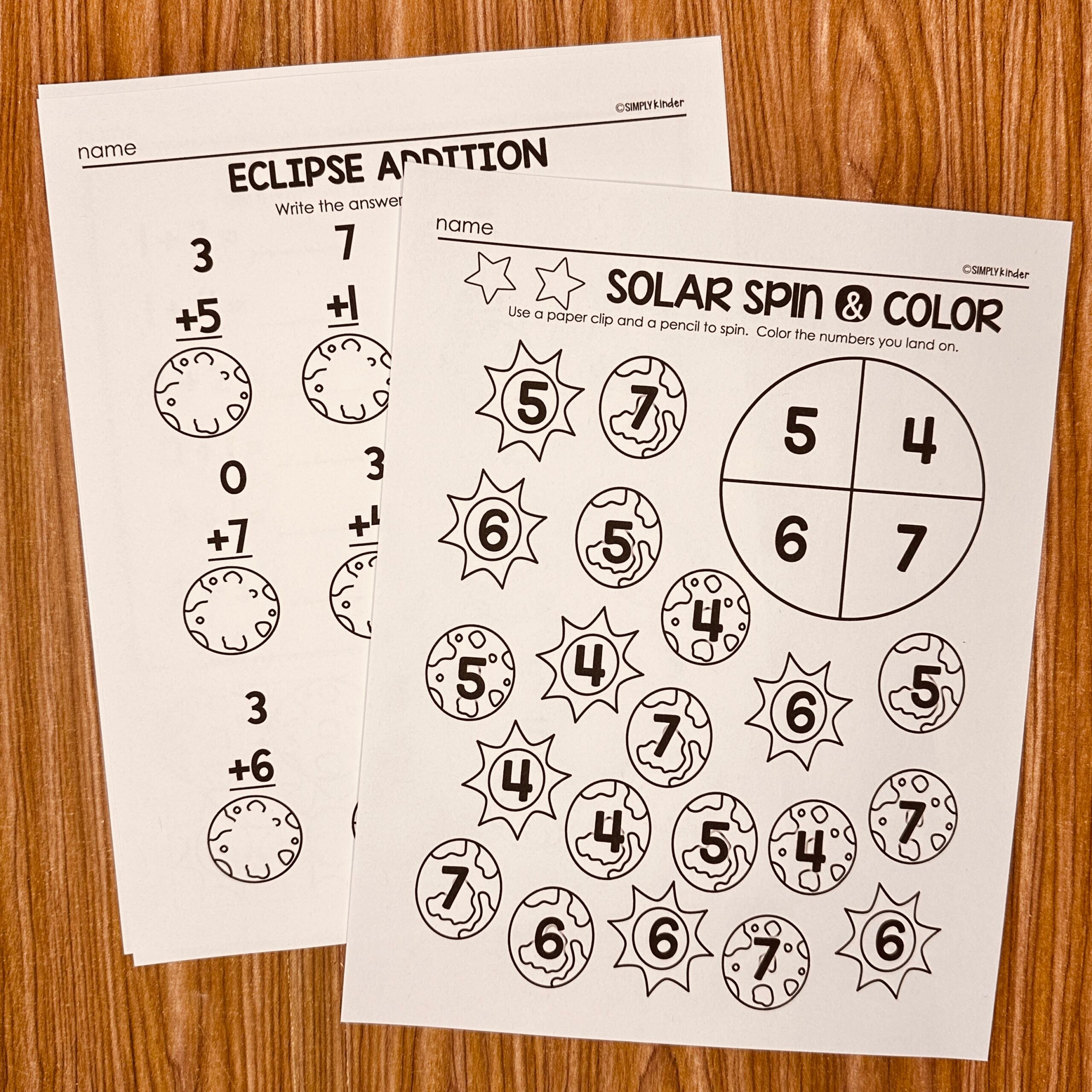 Eclipse Math Activities - Simply Kinder + Printable Membership