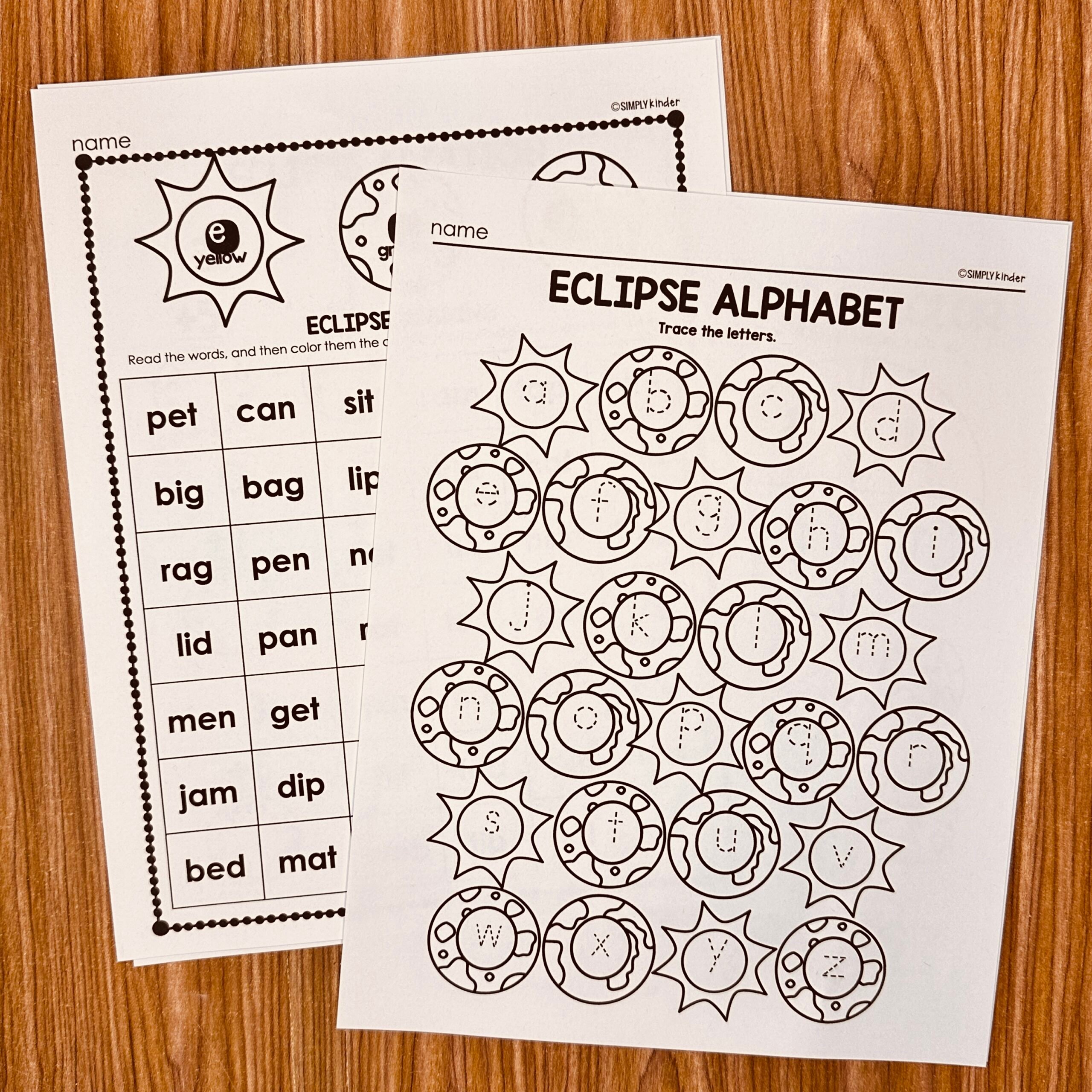 Eclipse Literacy Activities - Simply Kinder + Printable Membership