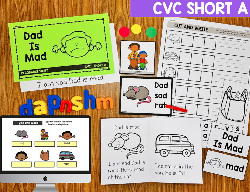 Decodable Reader with Word Work: Short A - Simply Kinder + Printable ...