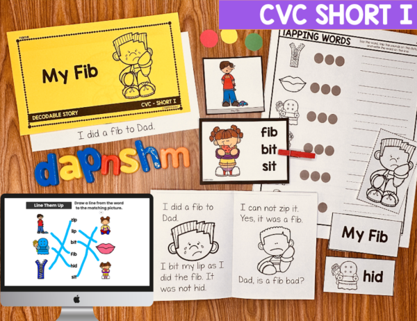 Decodable Reader with Word Work: Short I My Fib - Simply Kinder ...
