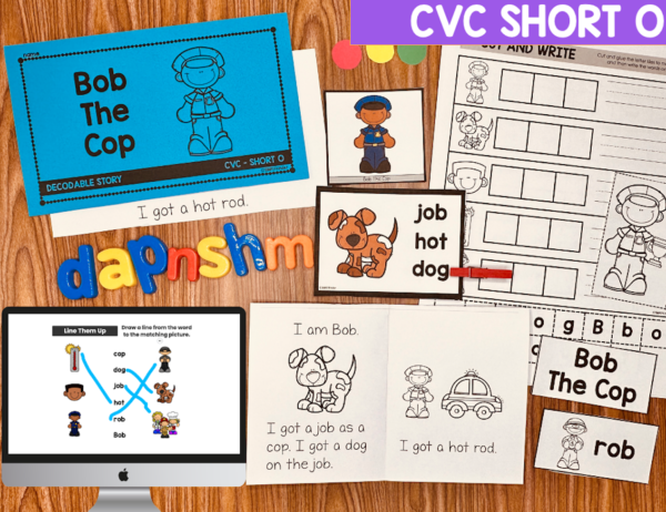 Decodable Reader with Word Work: Short O Bob the Cop - Simply Kinder ...