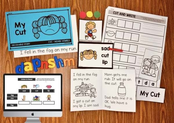 Decodable Reader with Word Work: Mixed CVC Short Vowels - My Cut ...
