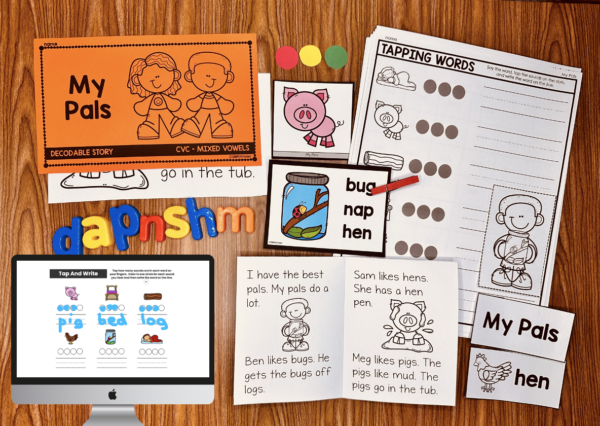 Decodable Reader with Word Work: Mixed CVC Short Vowels - My Pals ...