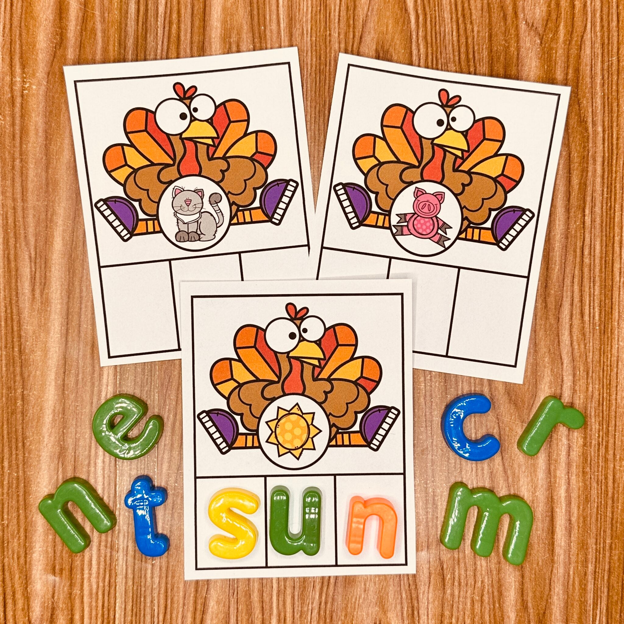 Turkey Trouble CVC Turkeys - Simply Kinder + Printable Membership