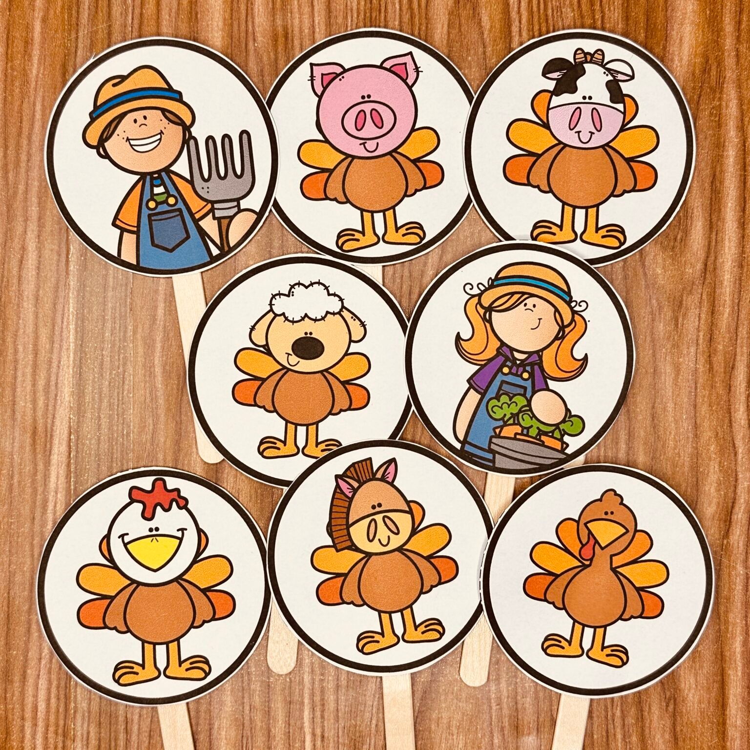 Turkey Trouble Character Sticks - Simply Kinder + Printable Membership