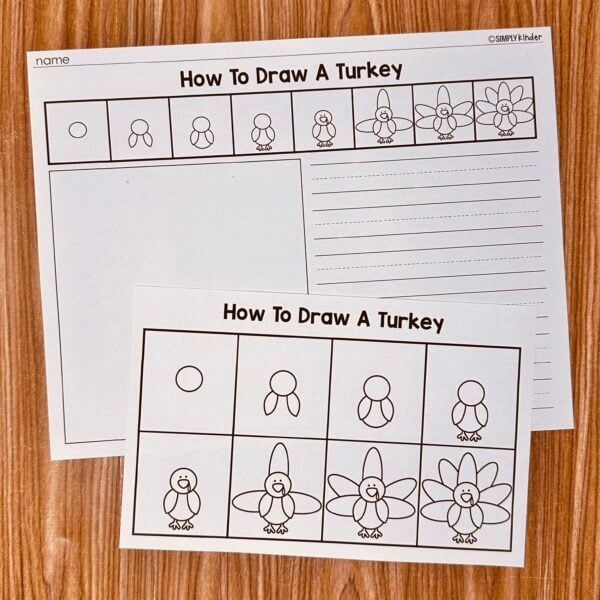 Turkey Trouble Turkey Directed Drawing - Simply Kinder + Printable ...