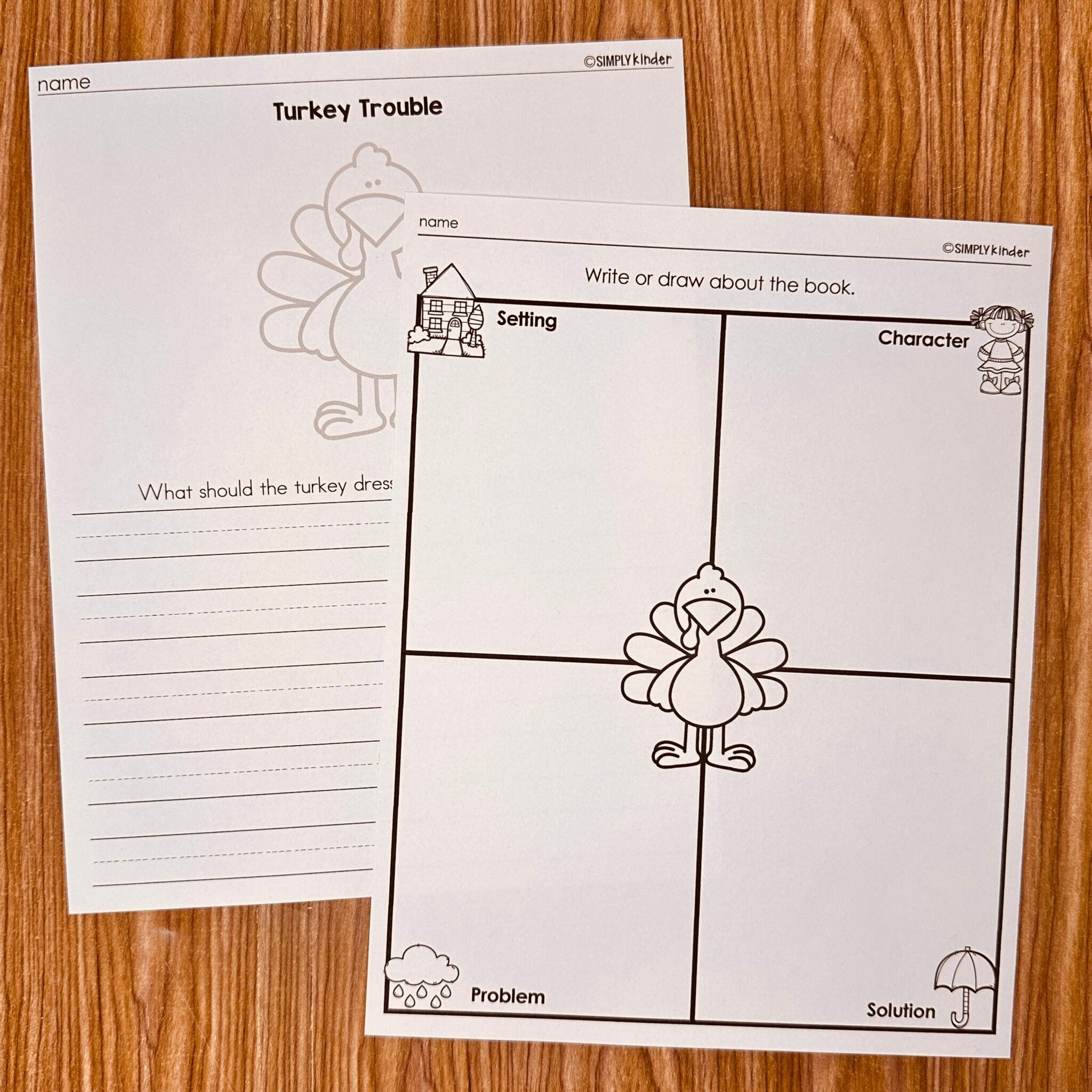 Turkey Trouble Graphic Organizers - Simply Kinder + Printable Membership