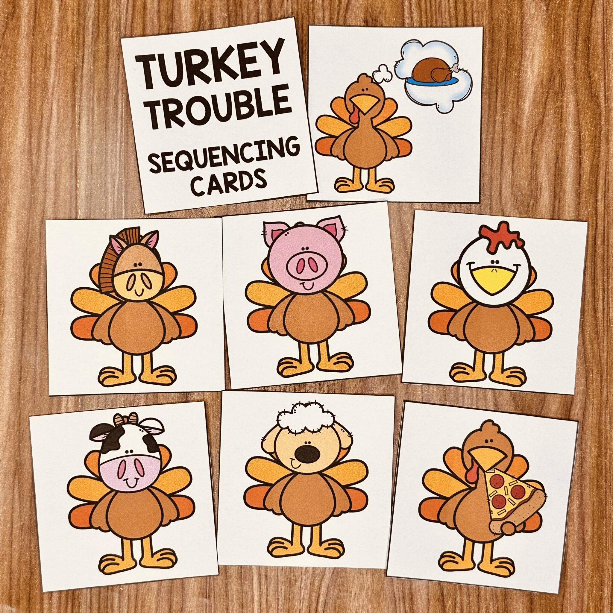 Turkey Trouble Sequencing Cards - Simply Kinder + Printable Membership