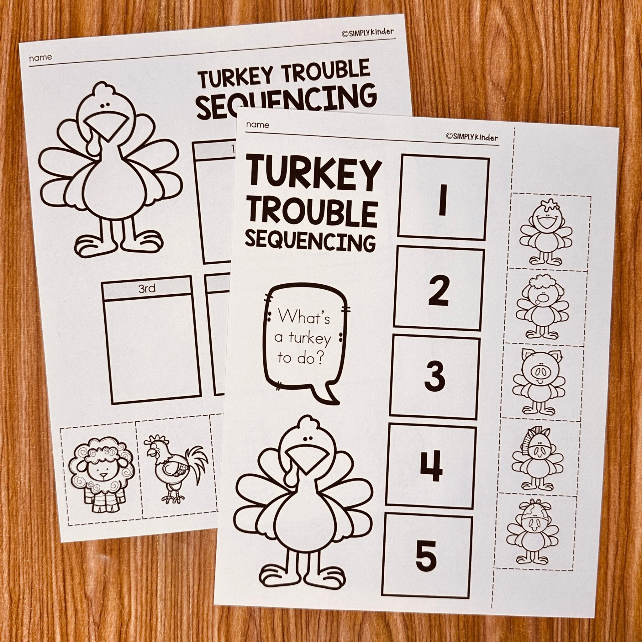Turkey Trouble Sequencing - Simply Kinder + Printable Membership