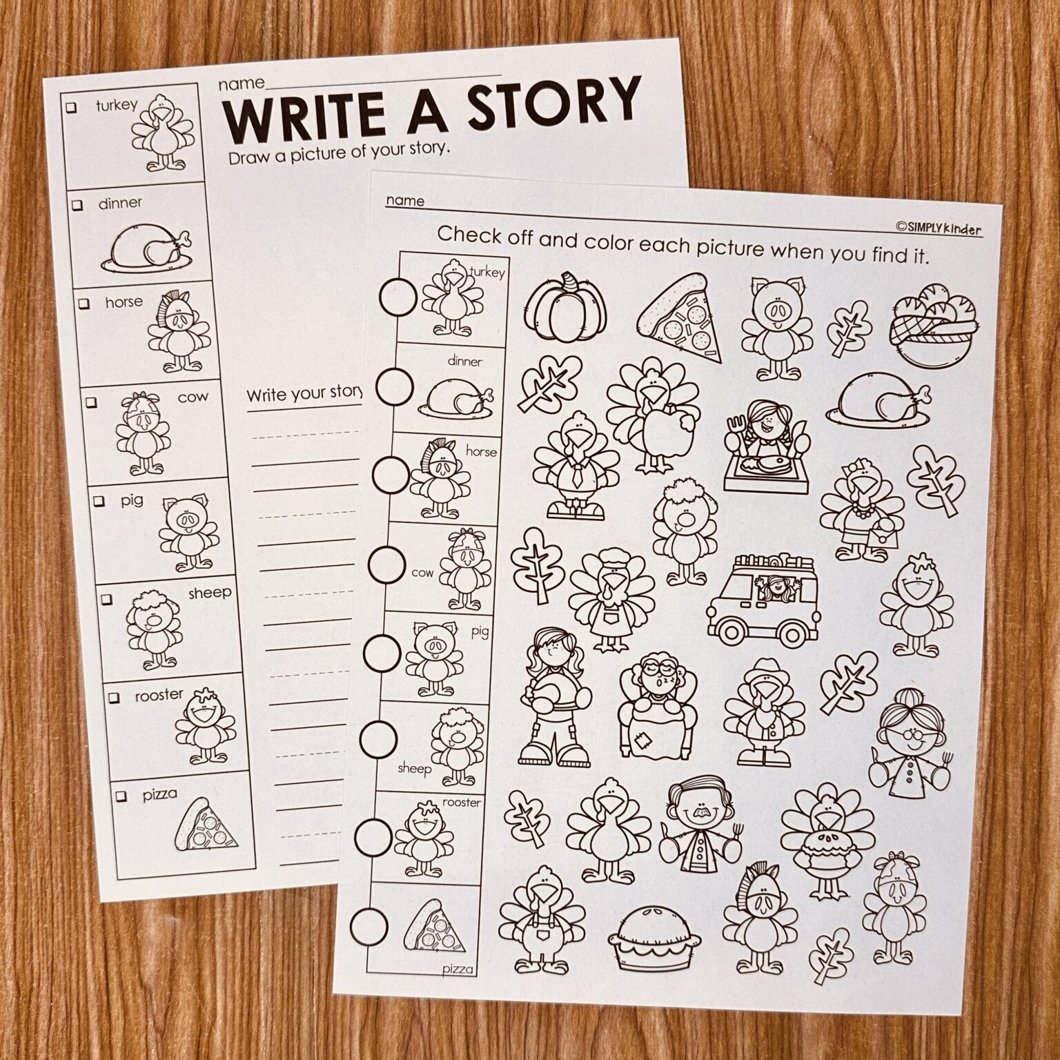 Turkey Trouble Writing Center Printables - Simply Kinder + Printable ...