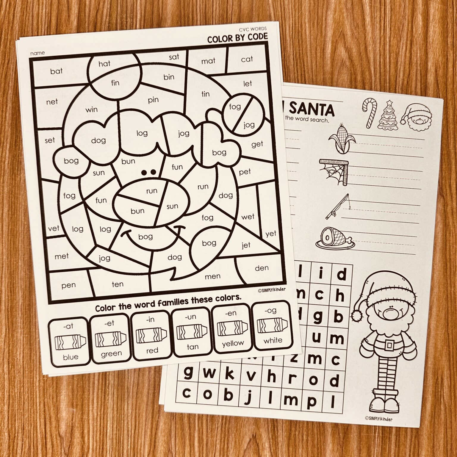 Christmas CVC Decoding Printables - Simply Kinder + Printable Membership
