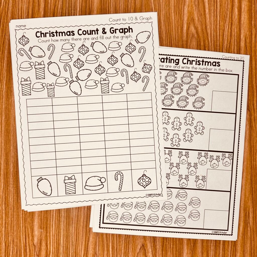 Christmas Counting Printables - Simply Kinder Plus