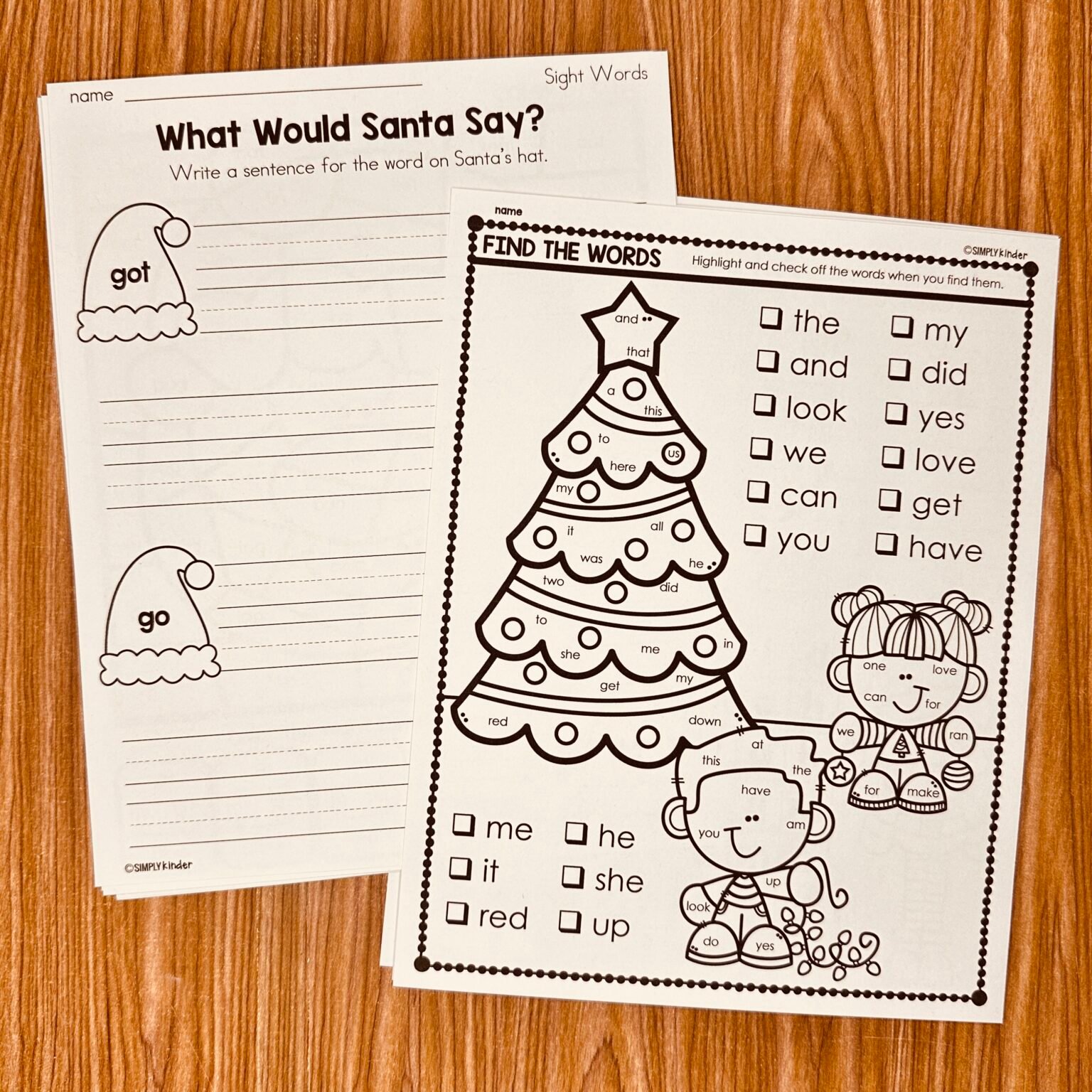 Christmas Sight Word Printables - Simply Kinder + Printable Membership