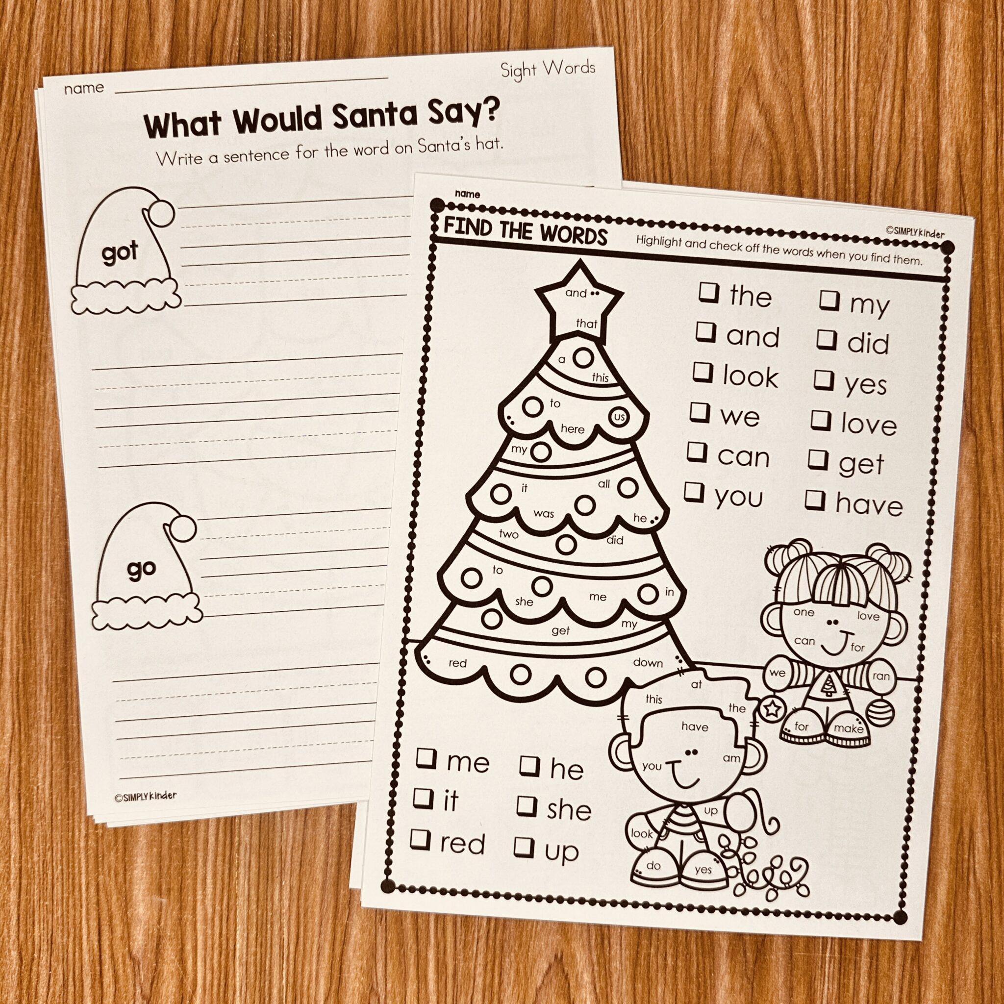 Christmas Sight Word Printables - Simply Kinder + Printable Membership
