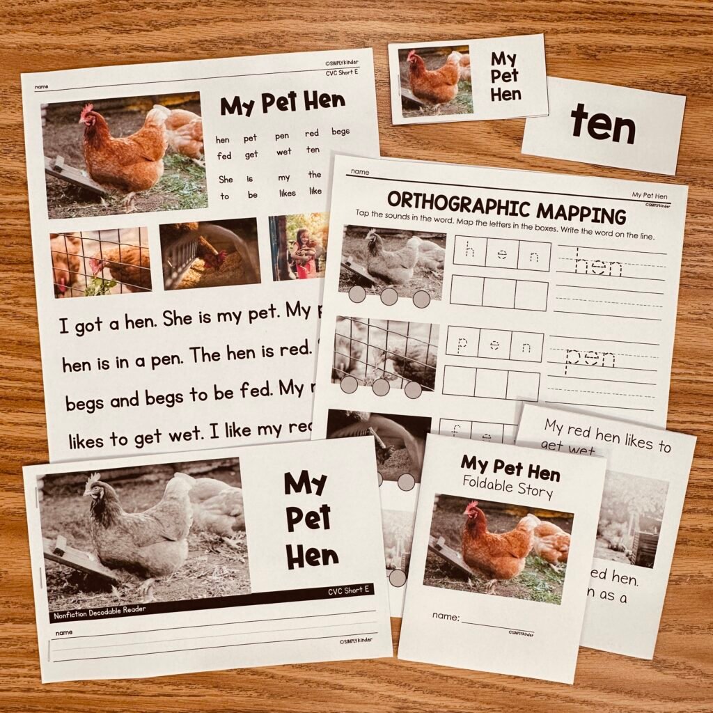 Nonfiction Decodable - CVC Short E - My Pet Hen - Simply Kinder ...