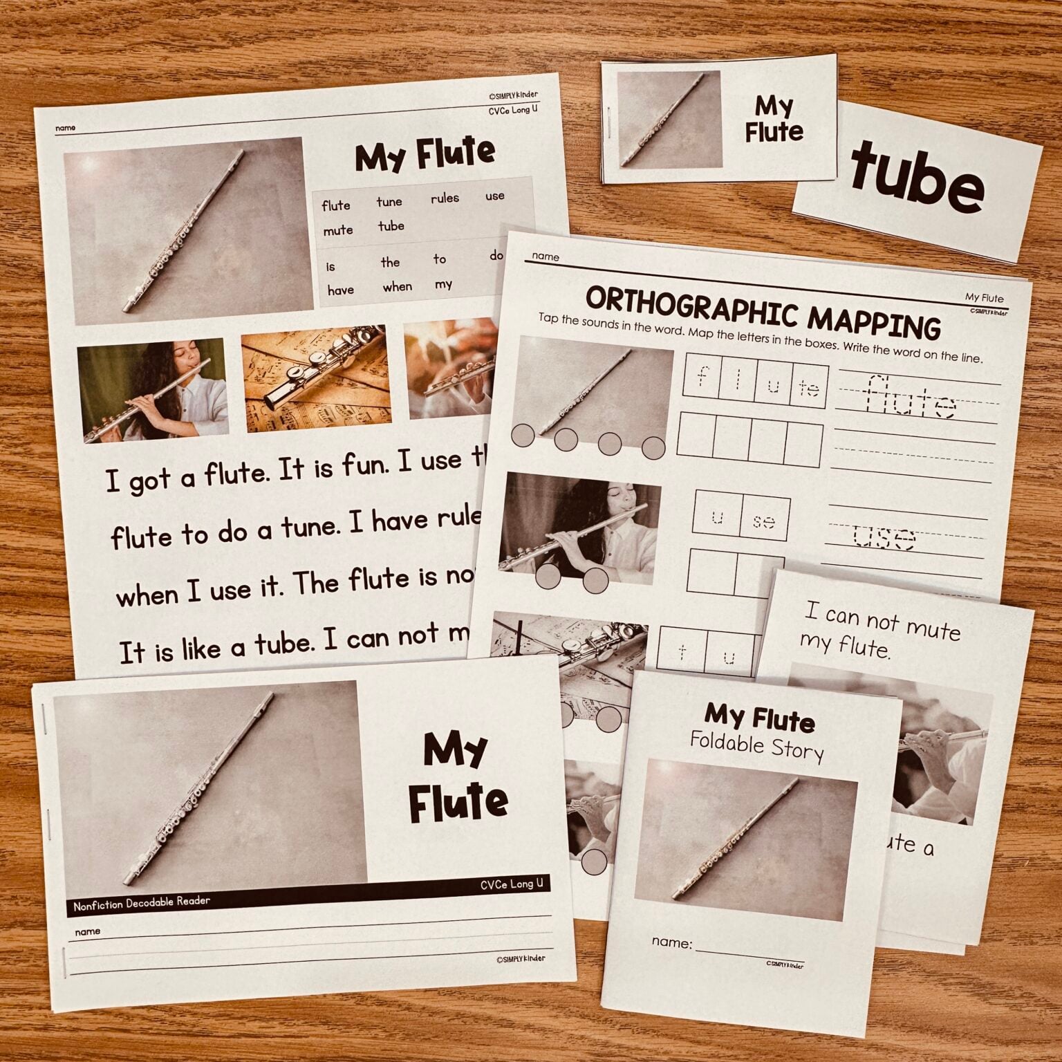 Nonfiction Decodable - CVCe Long U - My Flute - Simply Kinder ...