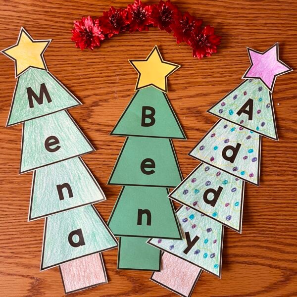 Christmas Tree Editable Name Craft - Simply Kinder + Printable Membership
