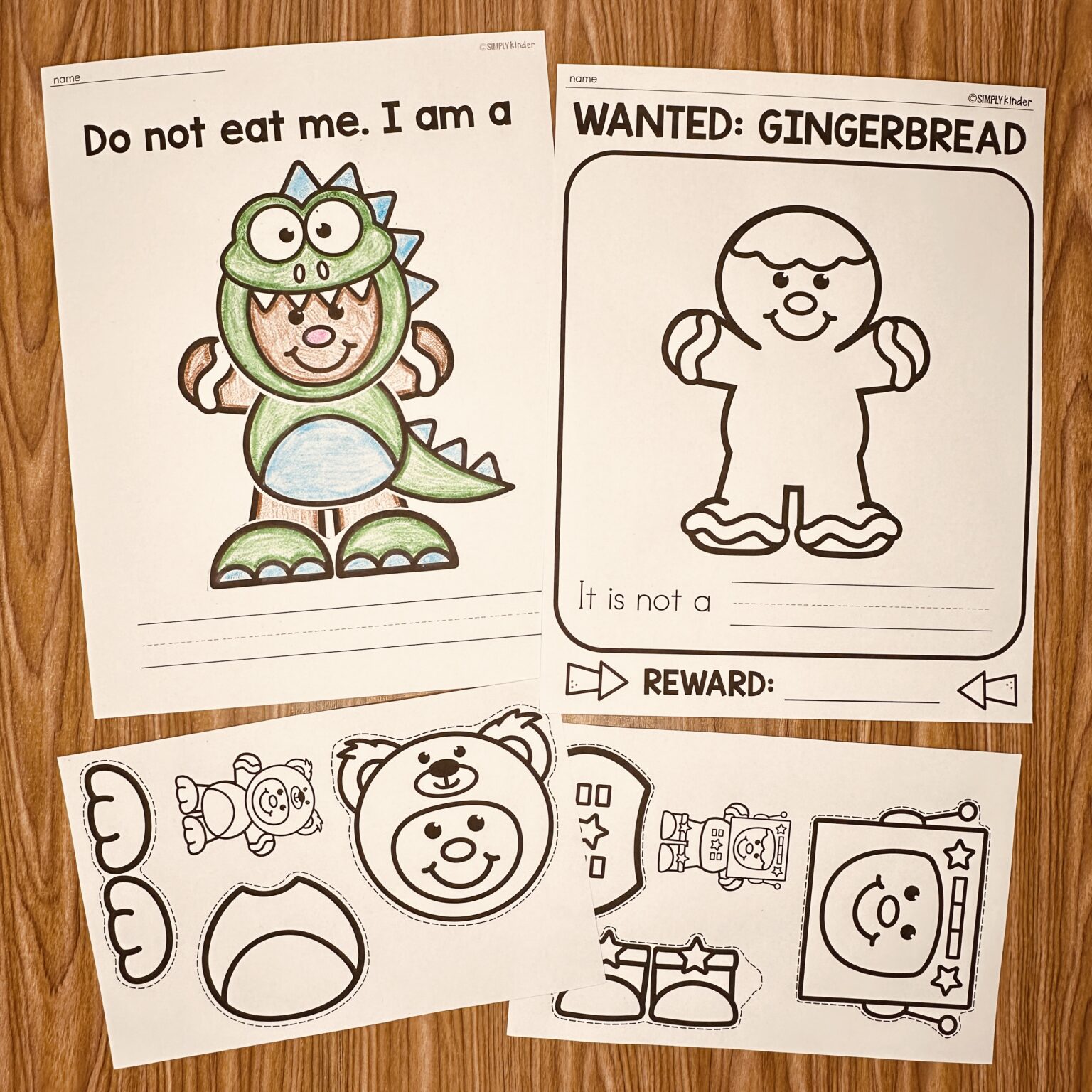 Gingerbread In Disguise Medium Costume Craft Printables - Simply Kinder ...
