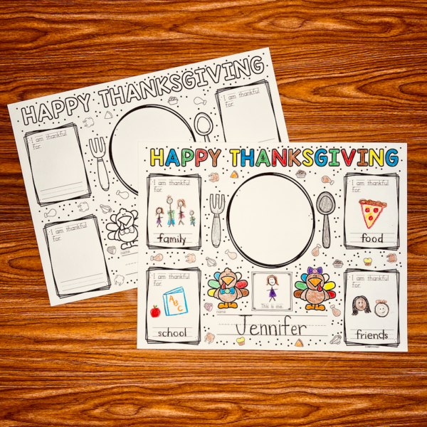 Free Thanksgiving Placemat - Simply Kinder + Printable Membership