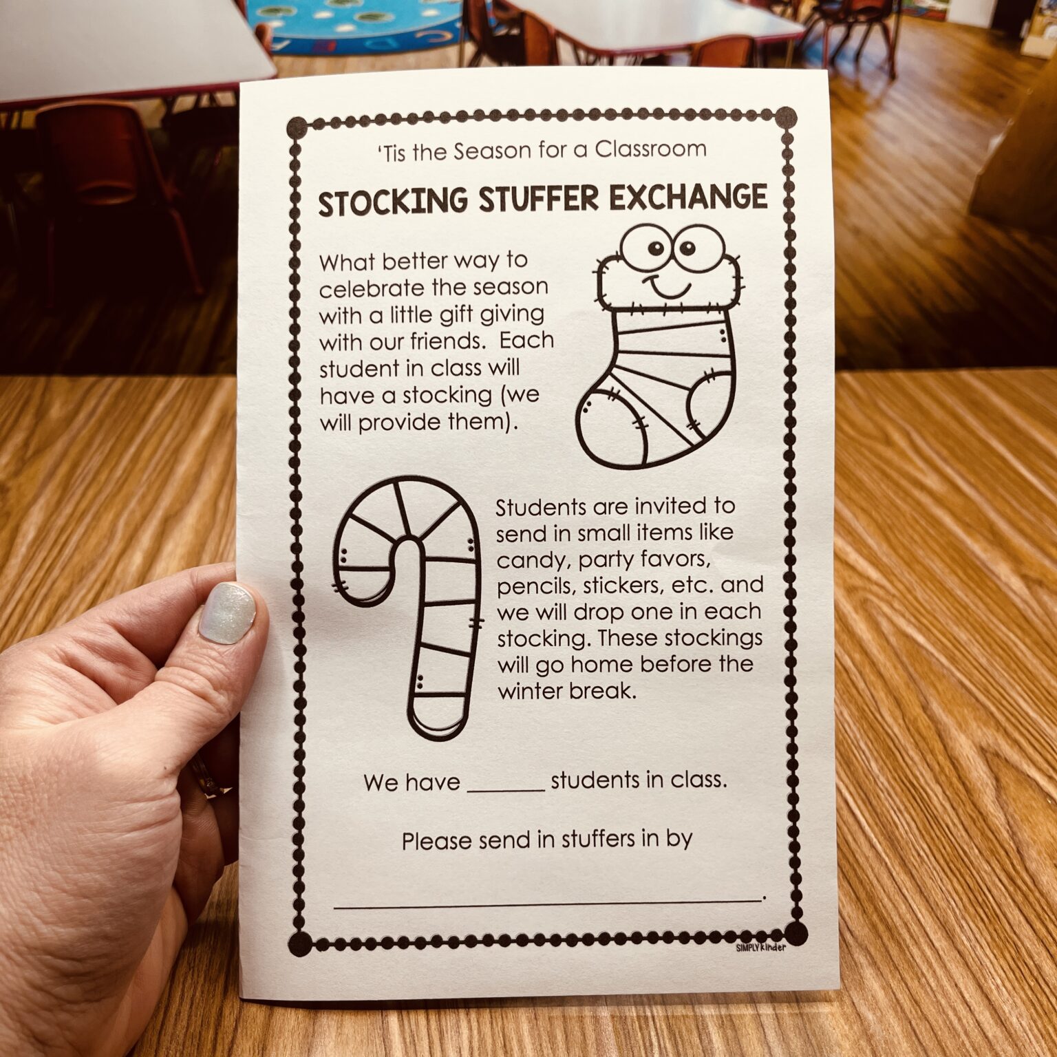 Stocking Stuffer Exchange Editable Note Flyer - Simply Kinder ...