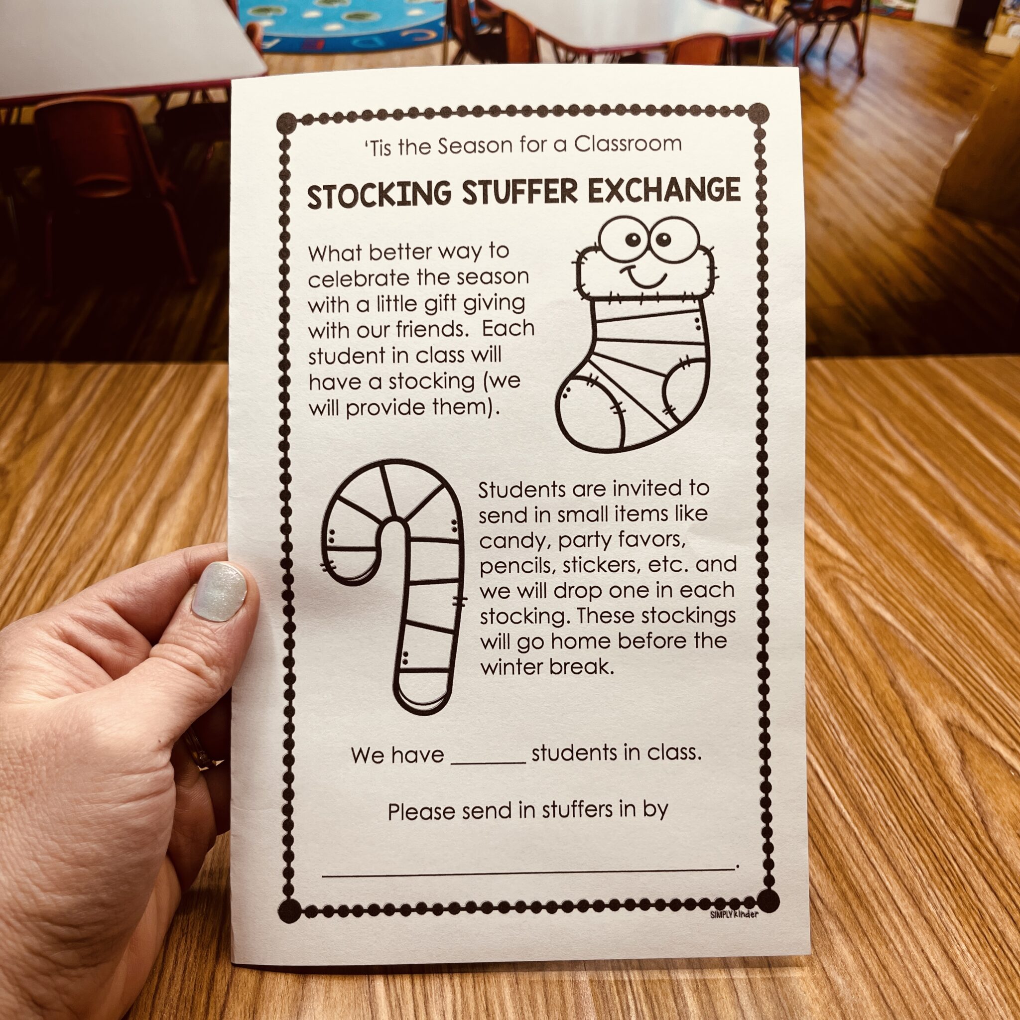 Stocking Stuffer Exchange Editable Note Flyer - Simply Kinder ...