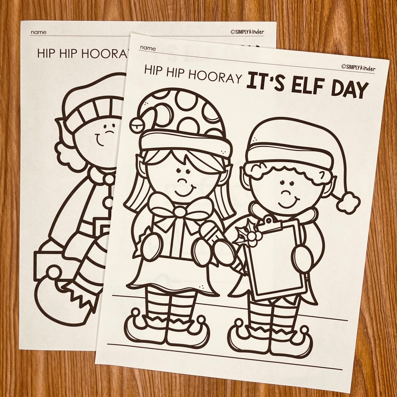 Elf Day Coloring Activities - Simply Kinder + Printable Membership