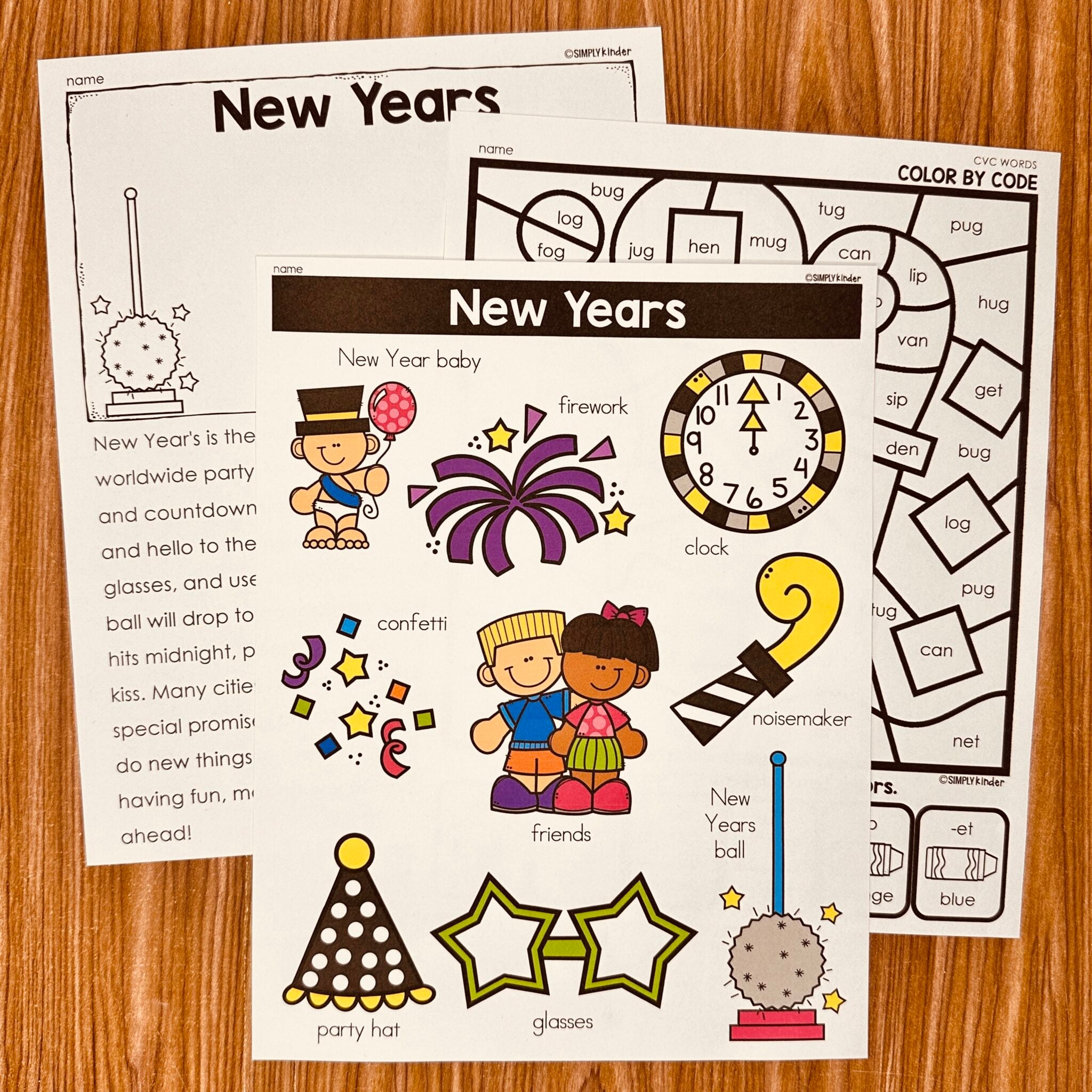 New Years No Prep Activities - Simply Kinder + Printable Membership