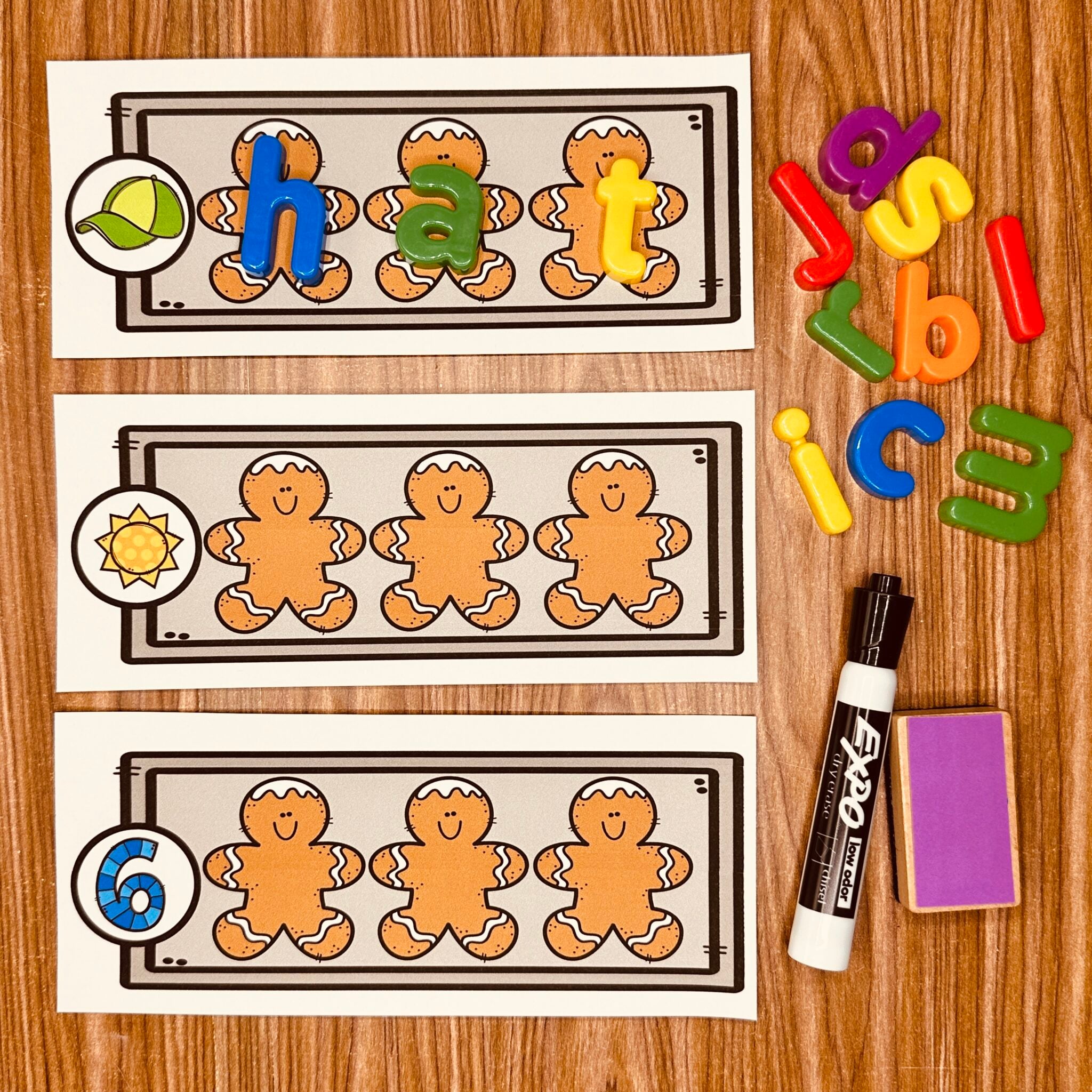 Gingerbread Day CVC Word Mats Activities - Simply Kinder + Printable ...