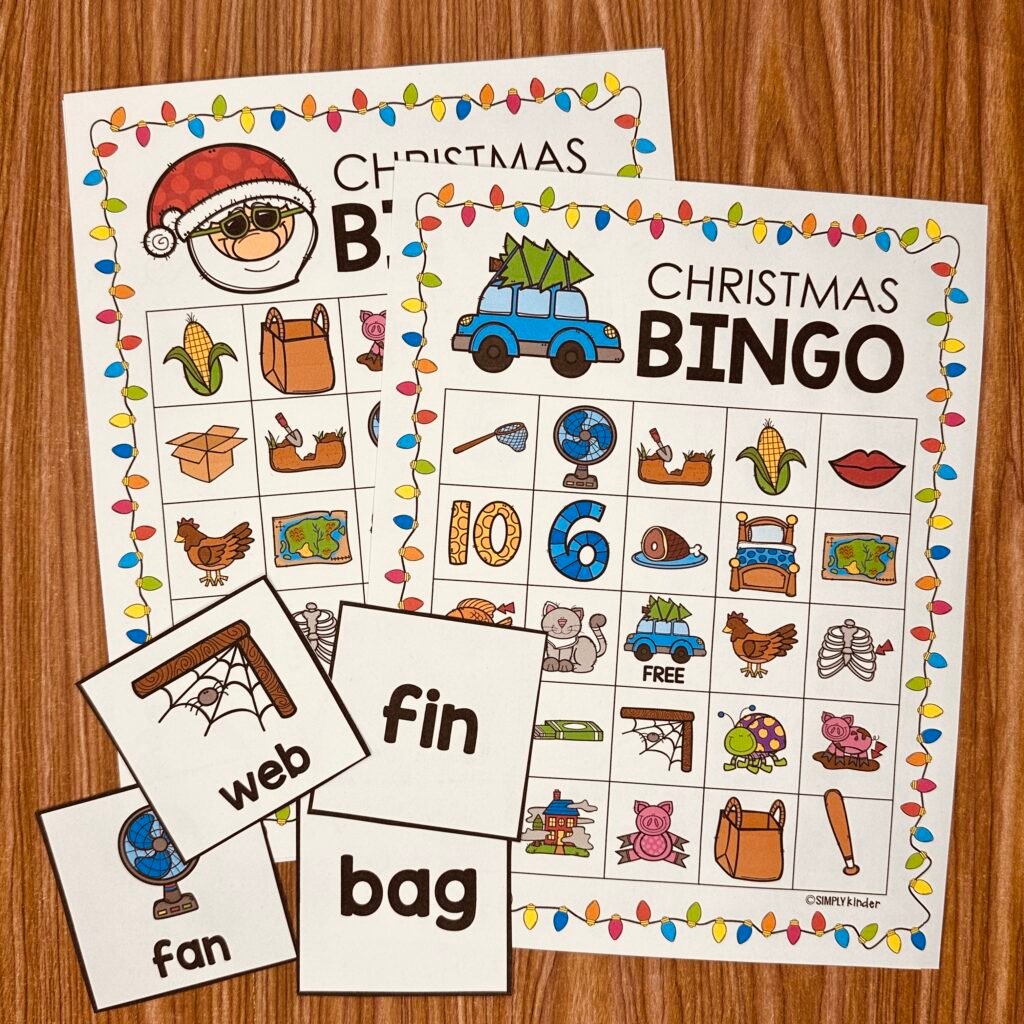 Christmas Phonics CVC Bingo - Simply Kinder + Printable Membership