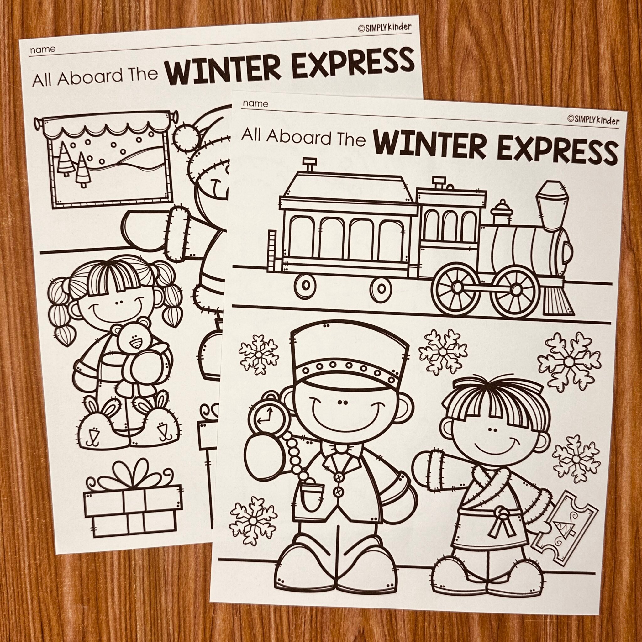 Winter Express Train Day Coloring Activities - Simply Kinder ...